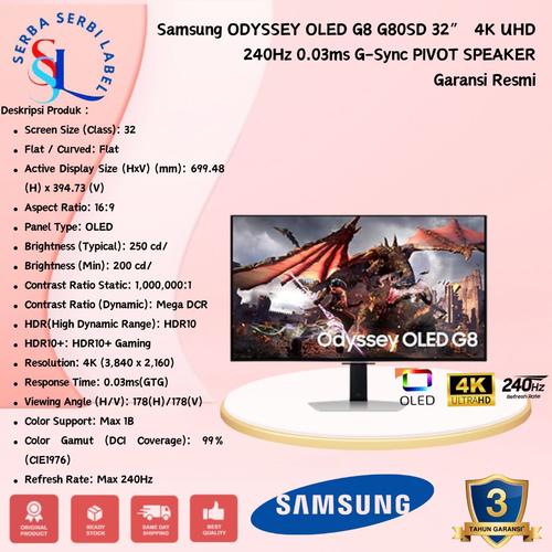 Jual Samsung Odyssey OLED G8 32" G80SD OLED 240Hz 4K UHD Speaker HAS ...