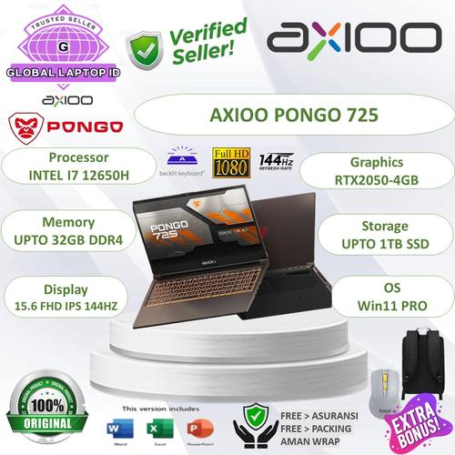 Jual RESMI Laptop Gaming AXIOO Pongo 725 Intel Core i7 12650H RAM 32GB ...