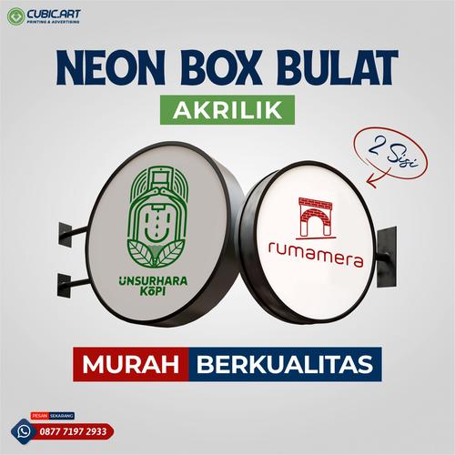 Jual NEON BOX BULAT AKRILIK 2 SISI MURAH - Diameter 50 cm, Bracket ...