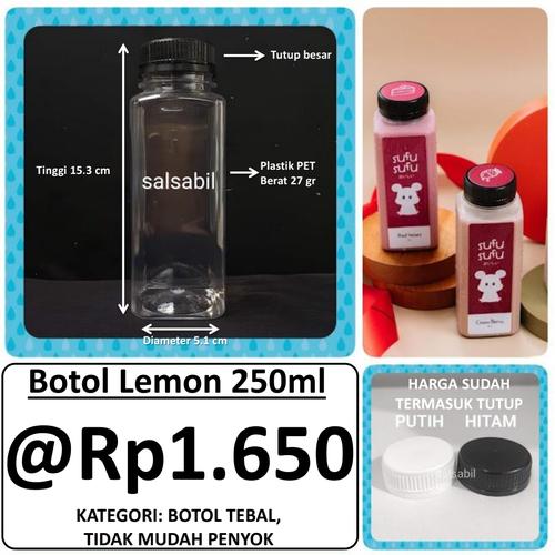 Jual Botol Lemon 250ml Tebal / botol plastik 250ml tebal (isi 100 botol ...