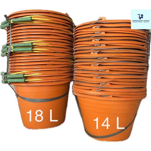 Jual Ember Cor Karet Orange Anti Pecah Kecil 14 Liter / Besar 18 Liter ...