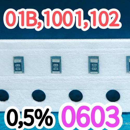 Jual 10pcs Chip resistor smd 01B 1001 102 0,5% size 0603 1608 1Kohm 1K ...