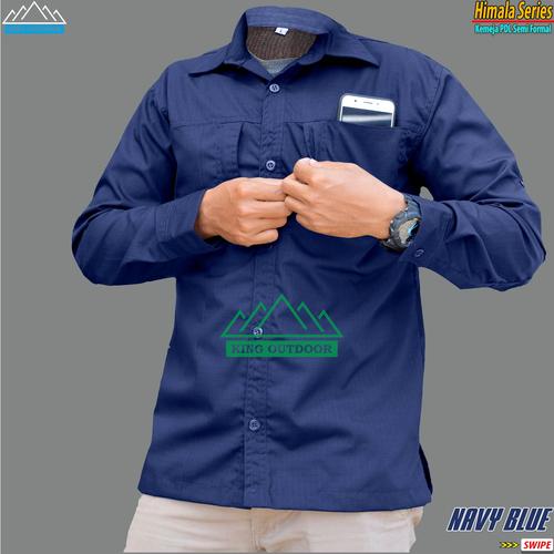 Promo Kemeja PDL Semi Formal Lengan Panjang Warna NAVY BLUE | Pakaian ...