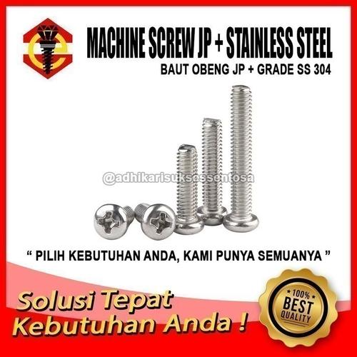 Jual SS 304 / Baut JP M5x10 / Machine Screw Stainless M5 Kepala Obeng Bulat (1 CM) - Kota ...