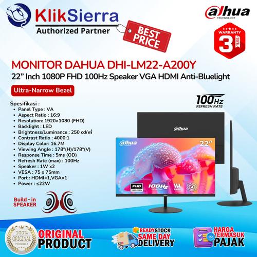 Jual DAHUA Monitor 22’’ LED DHI-LM22-H200 HDMI Bezel Less Full HD ...