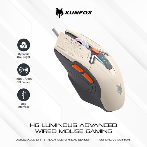 Promo Mouse Gaming Kabel 6D XunFox H6 3600 DPI RGB Light Ergonomic ...