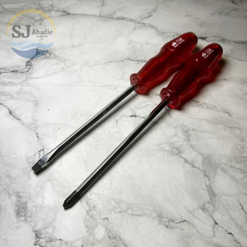 Jual Obeng Model Tembus Gagang Plastik BISON (+)(-) 3 - 12 Inch Plus ...