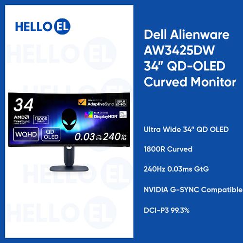 Jual Dell Alienware AW3425DW 34 Inch QD-OLED 1800R Curved Gaming Monitor 240Hz 0.03ms GtG DCI-P3 ...
