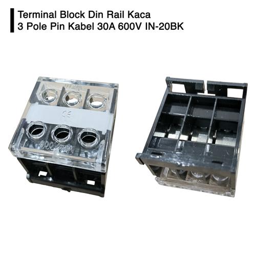 Jual Terminal Block Blok Din Rail Kaca 3 Pole Pin Kabel 30A 600V IN-20BK - Kab. Tangerang ...