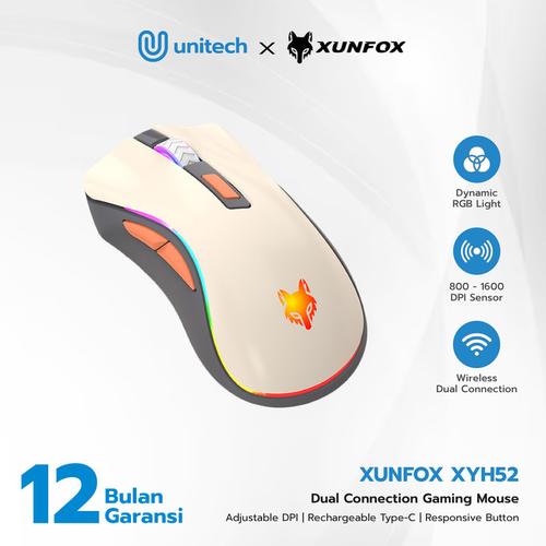 Promo Mouse Gaming Wireless Rechargeable XunFox XYH52 Dual Connection ...