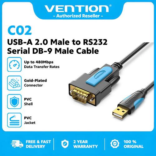 Jual Vention Kabel USB 2.0 to Serial RS232 DB9 Converter - C02, 3 Meter ...