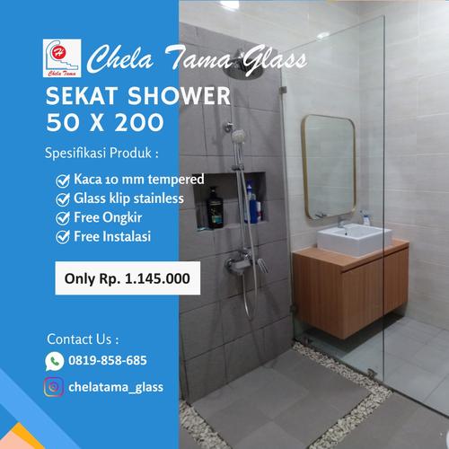 Jual Kaca Shower Box Sekat Kamar Mandi Partisi Tempered 10 mm 200 x 70 ...