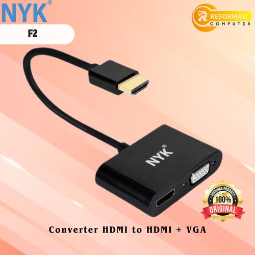 Jual NYK F2 Converter HDMI to HDMI + VGA (HDMI input to HDMI VGA output ...