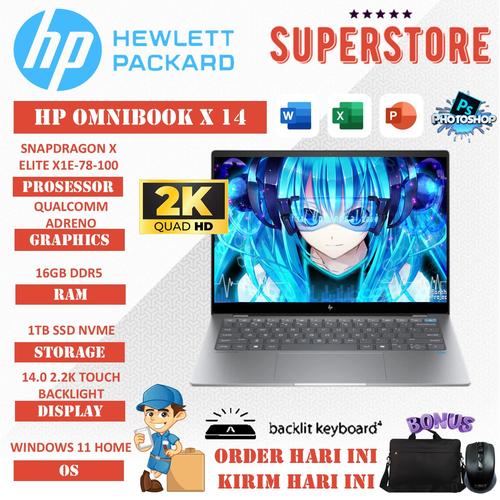 Jual Laptop HP omnibook X 14 Snapdragon X elite x1e78100 Ram 16GB DDR5 ...