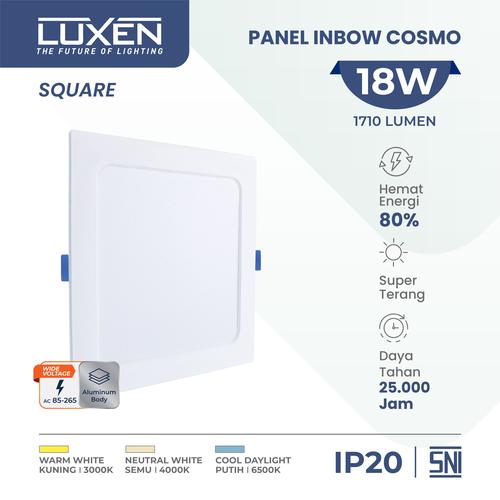 Promo Luxen Downlight LED Panel Inbow Persegi 18 Watt Cahaya Putih dan ...