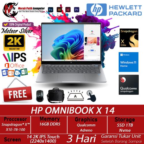 Jual Laptop HP Omnibook X14 Snapdragon X Elite X1E78100 16GB 1TB SSD ...