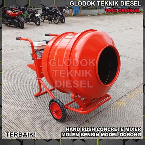Jual Mesin Molen Dorong 220 LITER + Penggerak Bensin Alat Aduk Semen Beton Concrete Mixer 220 L ...