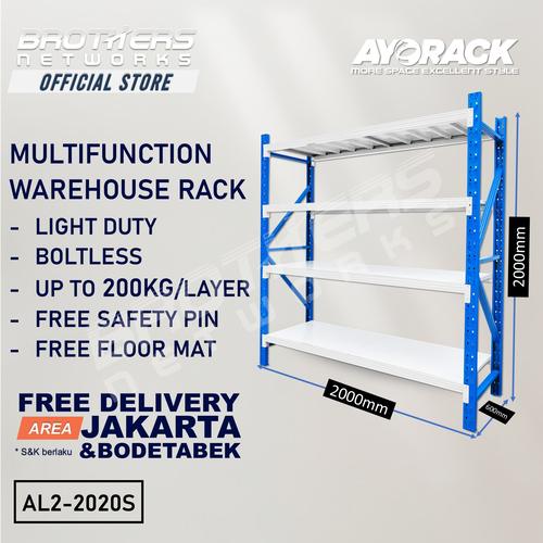 Promo RAK GUDANG BESI 200KG 2 METER 4 SUSUN AYORACK AL2-2020S WAREHOUSE ...