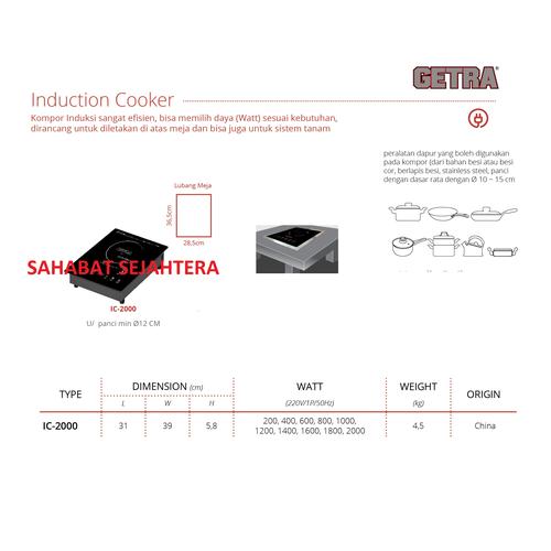 Jual Induction Cooker GETRA IC-2000 Kompor Listrik Induksi – Hemat ...