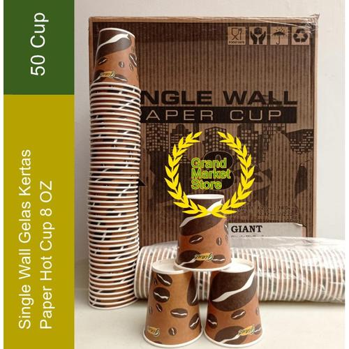 Jual 50 Pcs Gelas Kertas Motif set tutup / Paper Cup Hot Coffee Paper Hot Cup Paper Hot Cup ...