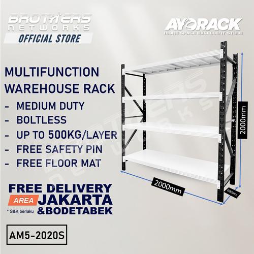 Promo RAK GUDANG BESI MEDIUM DUTY 2 METER 4 SUSUN AYORACK AM5-2020S ...