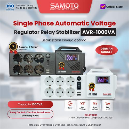 Promo SAMOTO Stabilizer Relay 1000VA GERMANY Socket Colokan Stop Kontak ...