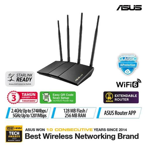 Promo ASUS RT-AX1800HP AX1800 Dual Band WiFi 6 Wireless Router with ...