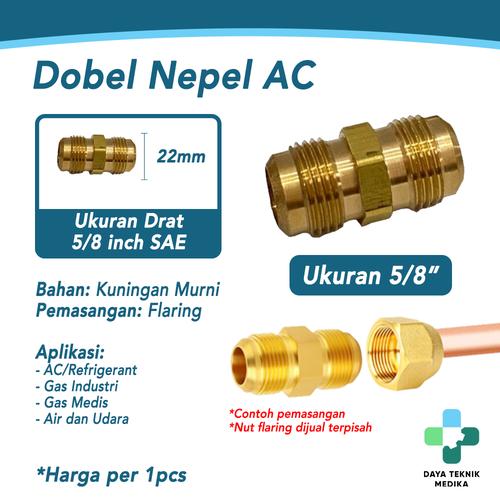 Jual Dobel Nepel AC Kuningan 5/8" x 5/8" - Brass Double Nipple Flaring - Nepel Saja - Jakarta ...