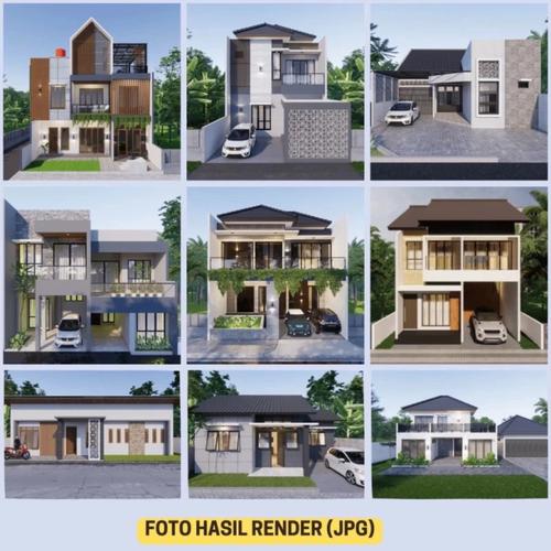 Jual Paket 200 Gambar Desain Rumah Home Design Terlengkap format 2D, 3D, PDF, RAB & JPG Render ...