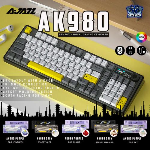 Jual Ajazz AK980 / AK-980 98% Wirelsss Mechanical Keyboard Three Mode ...