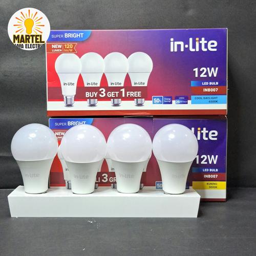 Jual Lampu bohlam led inlite bulb INB007 12 watt paket 3 free 1 putih ...