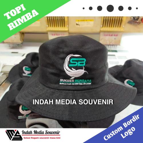 Jual TOPI RIMBA PROMOSI/TOPI RIMBA CUSTOM BORDIR LOGO DAN TEKS - hijau ...