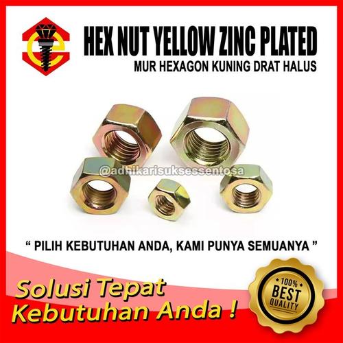 Jual Mur KUNING M12 Drat Halus / Hex Nut Yellow Zinc Plated 12 MM Pitch ...