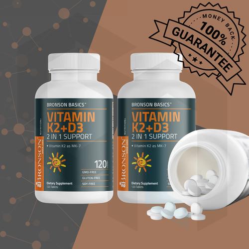 Jual Bronson Basic Vitamin K2 + D3 5000 IU 100% Original USA - 120 ...