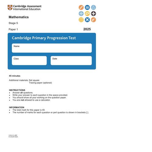 Jual Cambridge Primary Stage 5 Math 2025 Questions and Keys - Jakarta ...