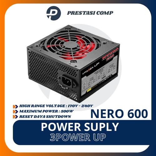 Jual PSU / POWER SUPPLY 600 Watt 3 Power Up NERRO 600 with RED FAN 12cm ...