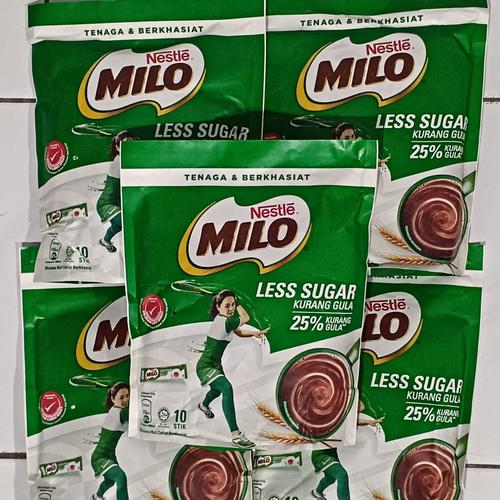 Jual MILO Activ-Go Less Sugar Bubuk Malt Coklat Malaysia (10 sachet ...