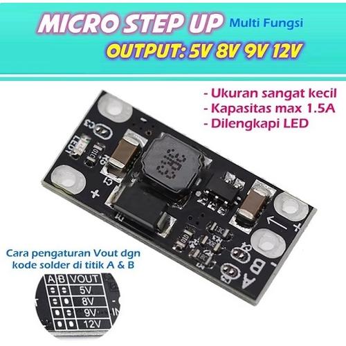 Jual Module Micro Step Up Boost in 2.5v 3.7v out 5v 8v 9v 12v DC ...