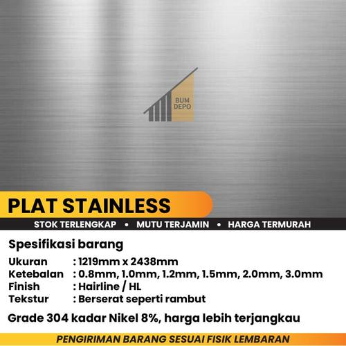 Jual PLAT STAINLESS STEEL 304 HL / PLAT UTK PERMUKAAN DINDING LIFT DLL ...