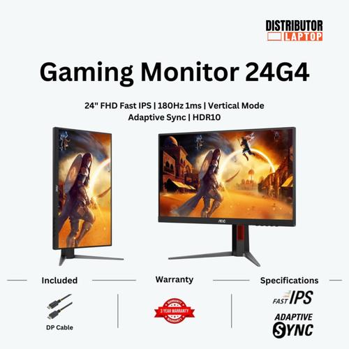 Promo AOC 24G4 Gaming Monitor 24" Fast IPS FHD 180Hz 1ms ADAPTIVESYNC ...