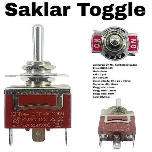 Jual SAKLAR TOGGLE SWITCH TOGGLE 3 KAKI SPRING 15A (DAIER) - Jakarta ...