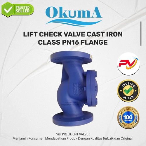 Jual 1,5" LIFT CHECK VALVE PN16 FLANGE CAST IRON BESI OKUMA ORIGINAL ...