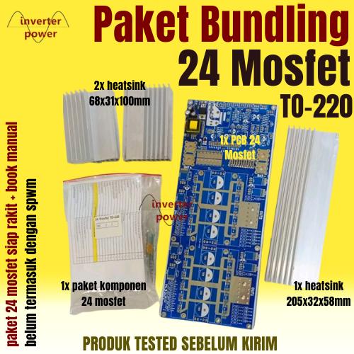 Jual Paket Bundling 24 Mosfet PCB Paket Komponen Heatsink 68x31x100mm ...