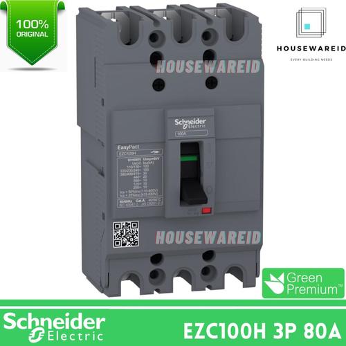 Promo MCCB 3 Phase 80 Ampere Schneider EZC100H3080 Original / MCCB 3p 80a 30kA EZC100H / Breaker ...