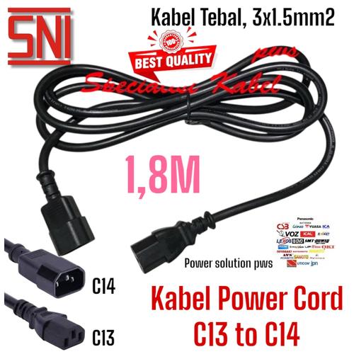 Jual Kabel Power Cpu Monitor IEC320 Cord C13 C14 tebal 1,5mm 250V 1,8M ...