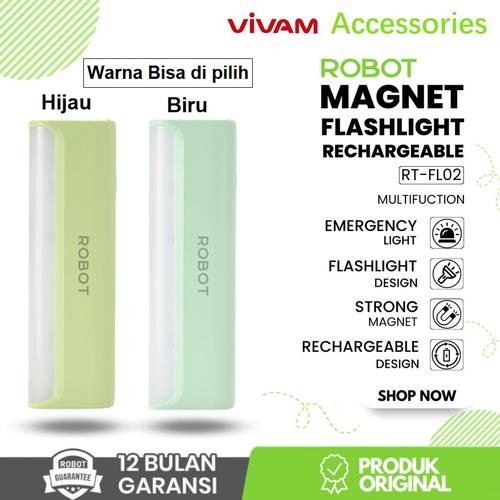 Jual ROBOT RT-FL02 LED Mini Flashlight Dual LED + Magnet Senter Kecil ...