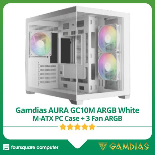 Jual Gamdias AURA GC10M ARGB White + 3 Fan ARGB M-ATX PC Case Casing ...