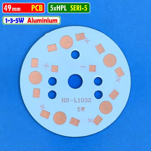Jual PCB 49mm Bulat Aluminium 5 LED HPL 1W 3W 5W Rangkai SERI Lampu ...