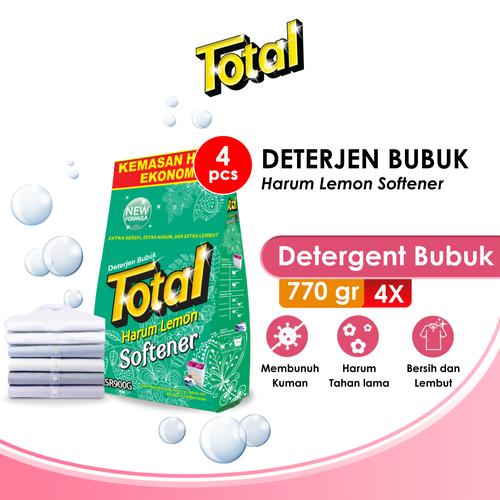 Promo 4 PCS - Sabun Detergent Bubuk Total Harum Lemon Softener 770gr ...