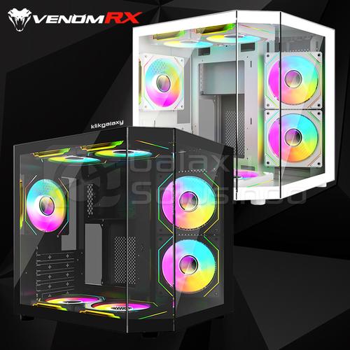 Jual VenomRX ATOM 3D Tempered Glass M-ATX Gaming Case - Black White ...